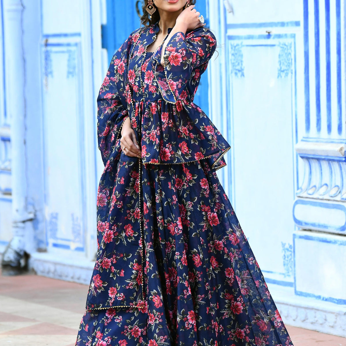 Indigo Floral print Lehenga set BY SUTI KAPDA -3PC SET – SUTI-KAPDA